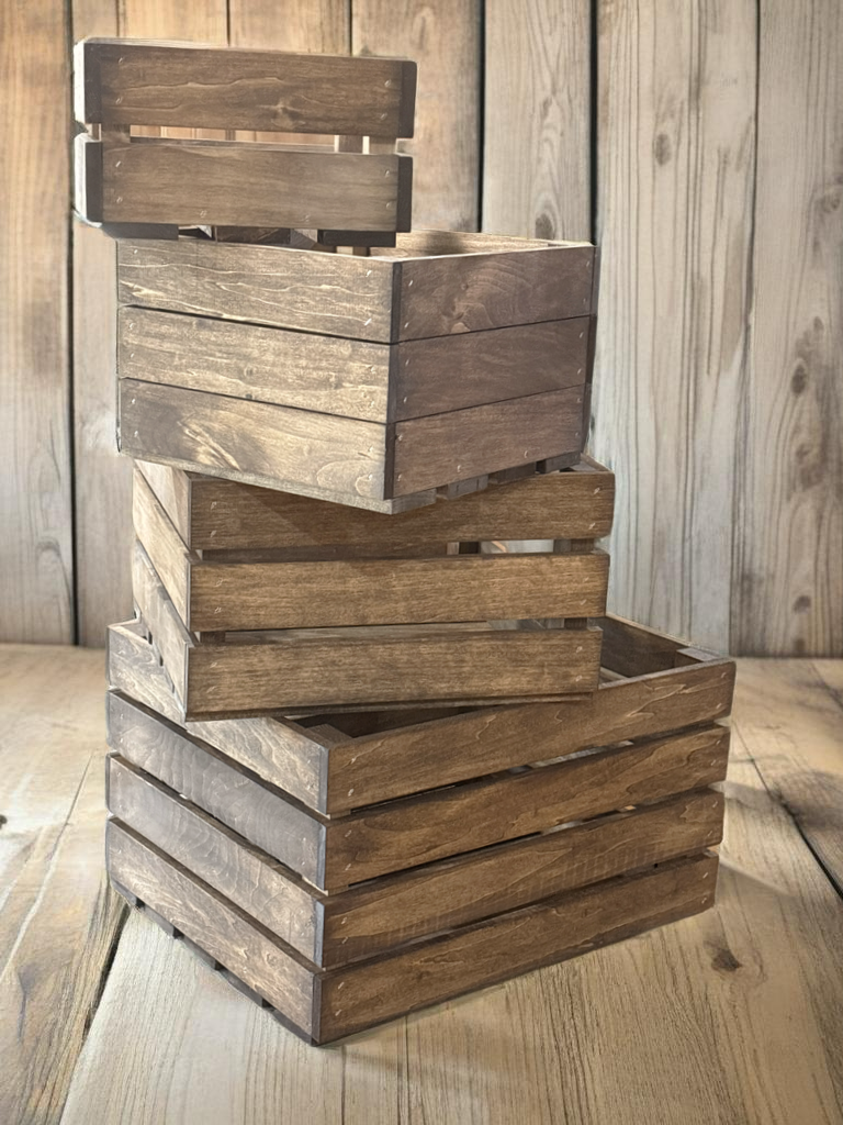 Handmade Rustic Nesting Wooden Crate Set – Farmhouse Display Boxes - P ...