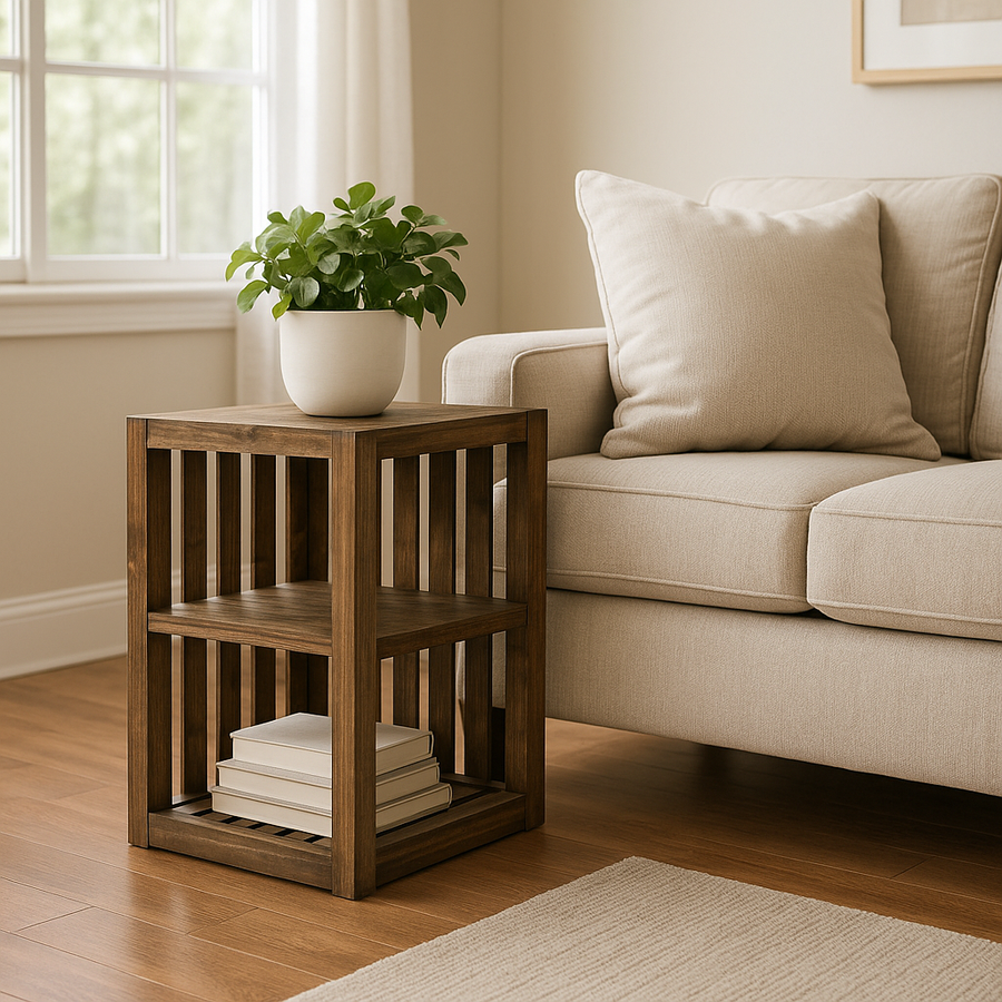End Table – Rustic Wooden Nightstand for Living Room or Bedroom, Farmh ...