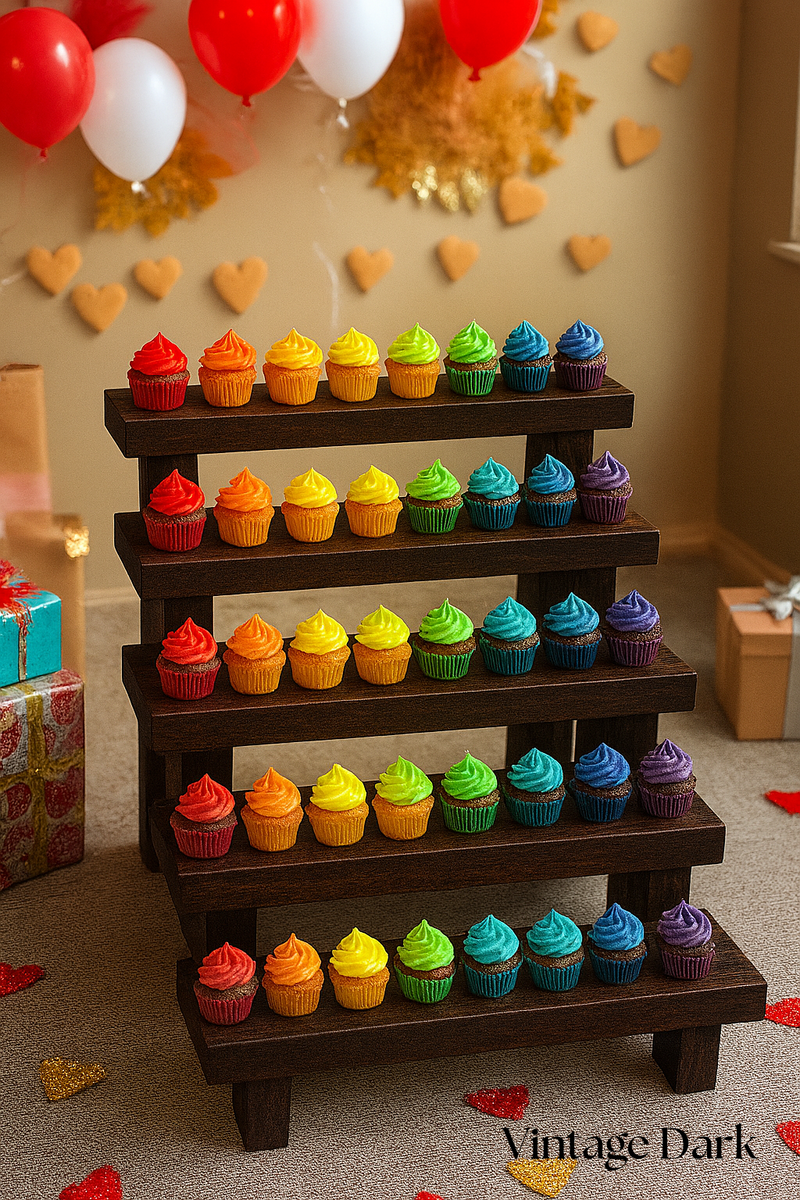 Rustic Mini Wooden Cupcake Stand – Farmhouse Tiered Dessert Display fo ...